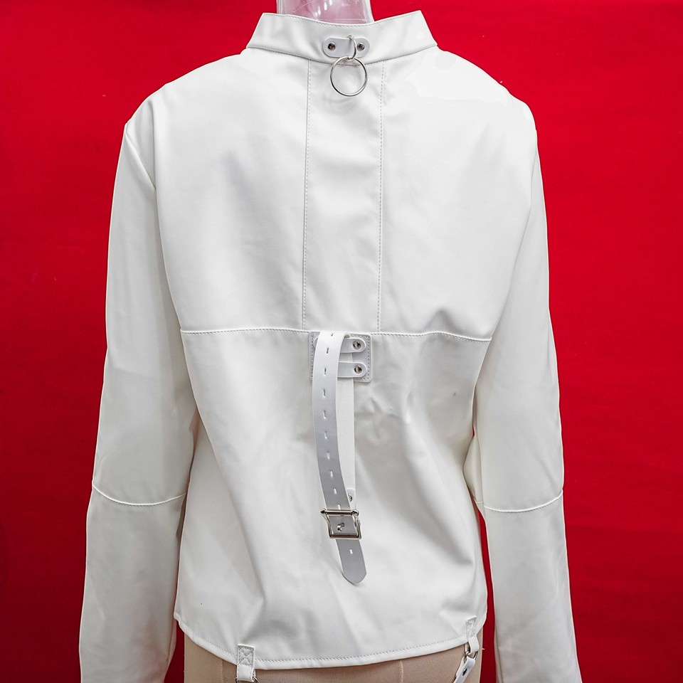 White Asylum Straight Jacket Costume S/M L/XL Body Harness Restraint ...