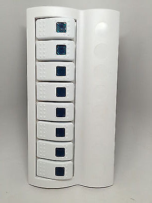 MARINE BOAT WHITE SWITCH PANEL 8 GANG BLUE LED INDICATOR ROCKER CIRCUIT ...
