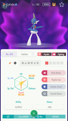 6IV Shiny Gallade Pokemon Sword Shield HOME EV'D | eBay