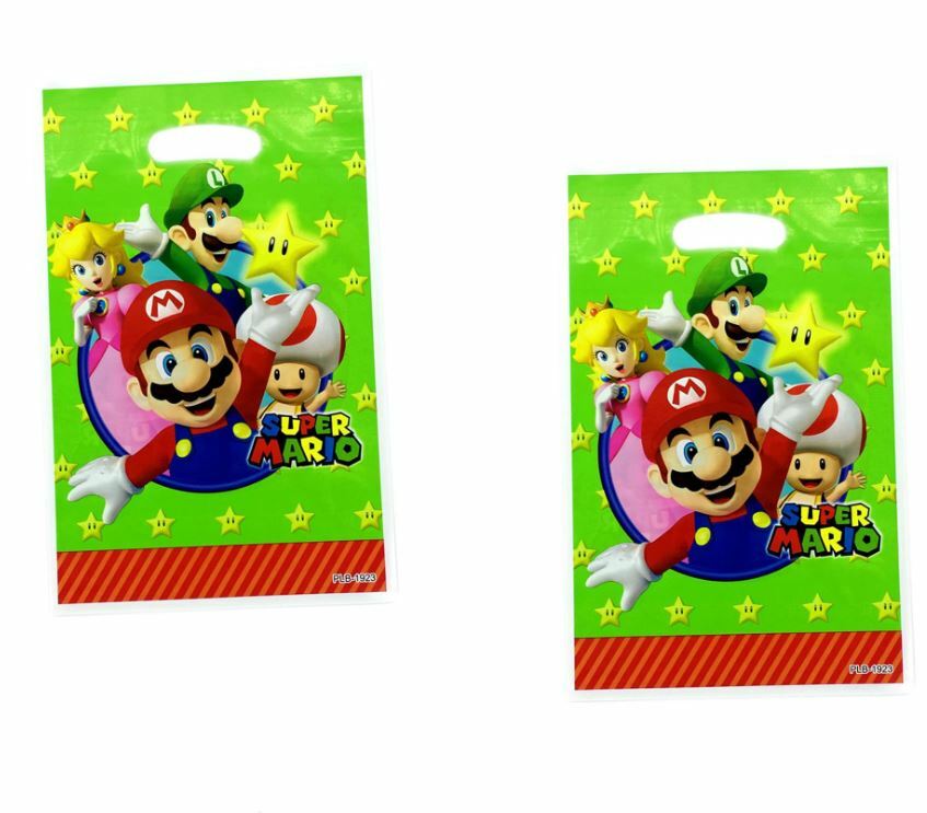 10 Super Mario Party Gift Bags Candy Favour Bag Loot Bag For Birthday ...