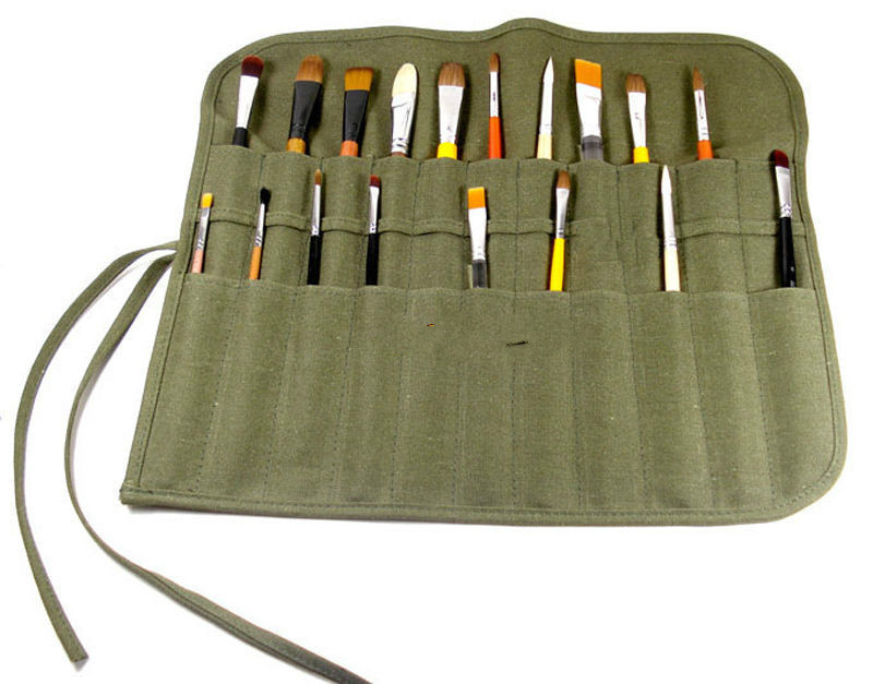 ular Roll Up Canvas Paint Brush Storage Case Bag For Watercolor Oil ...