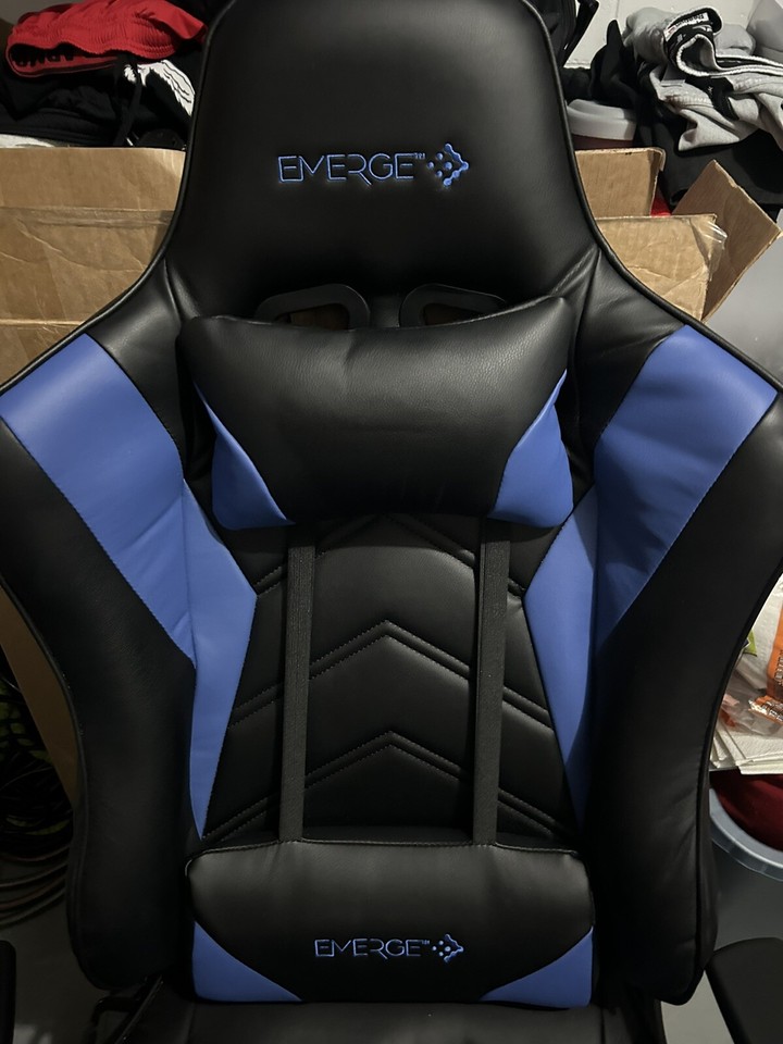 Emerge Vartan Bonded Leather Gaming Chair Black/Blue 2/Pack 53242V-CCVS ...
