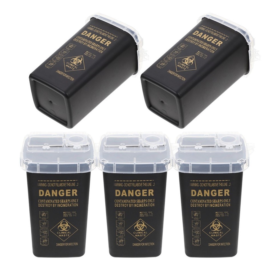 5pcs Portable Needle Disposal Container Sharps Waste Bin For Home And ...