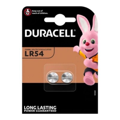 2x DURACELL LR54 Batteries AG10 GP189 1.5V Alkaline Coin Cell Button ...