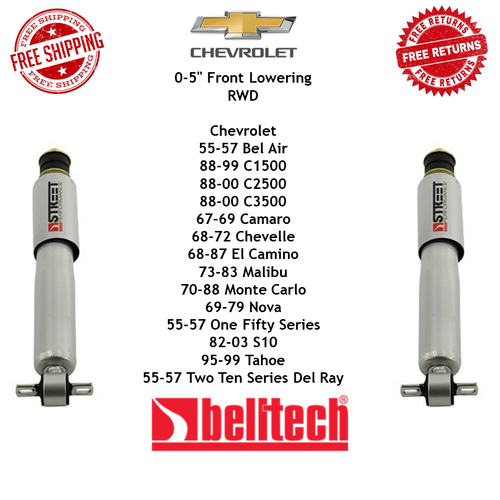 Belltech Street Performance 0-5" Front Lowering Shocks Pair For Chevy ...