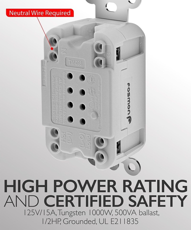 2x In Wall Switch Gang Countdown Programmable Timer Auto Bathroom Fan ...