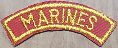 USMC MARINES Shoulder Arc Tab Rocker Cut COLOR PATCH Red & Yellow VTG ...