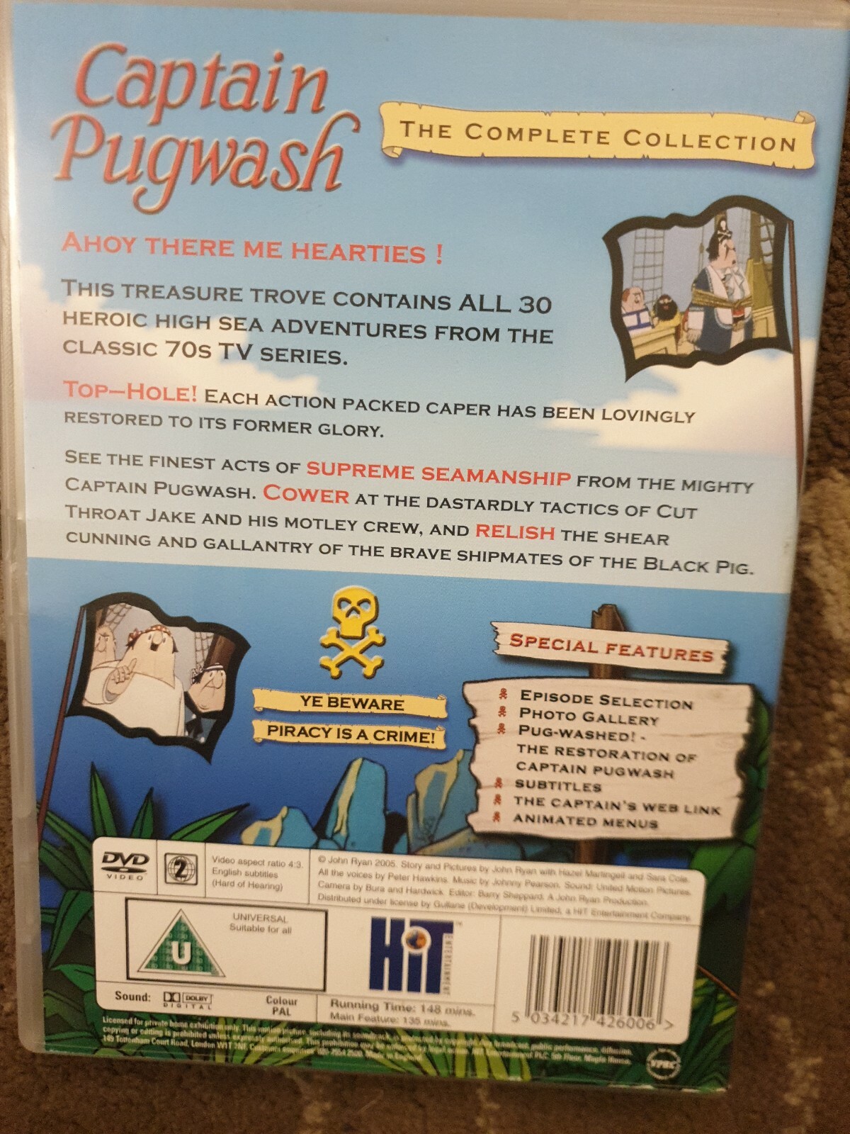 COMPLETE CLASSIC CAPTAIN PUGWASH DVD RETRO 70S KIDS ALL 30 EPISODES ...