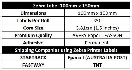 Direct Thermal Shipping 100x150mm Labels Fastway eParcel x1000 4x6 ...