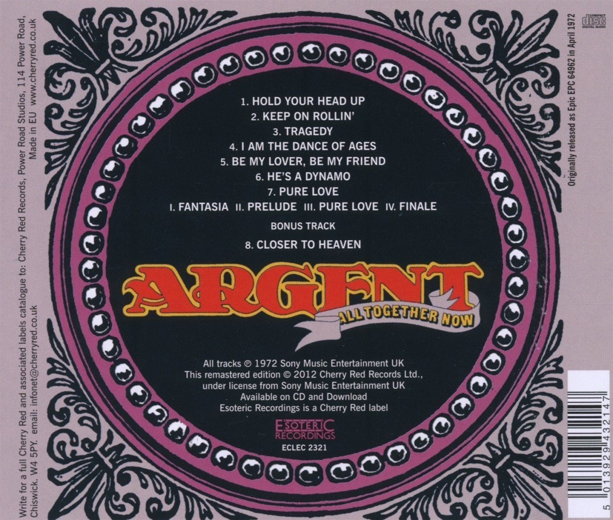 ARGENT - ALL TOGETHER NOW (EXPANDED+REMASTERED ED.) CD NEW ...