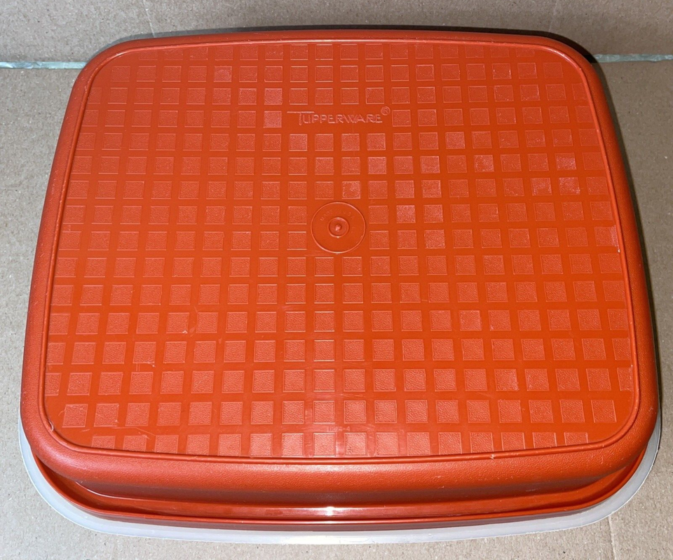 Vintage Tupperware Square Container with Lid – Burnt Orange Base ...