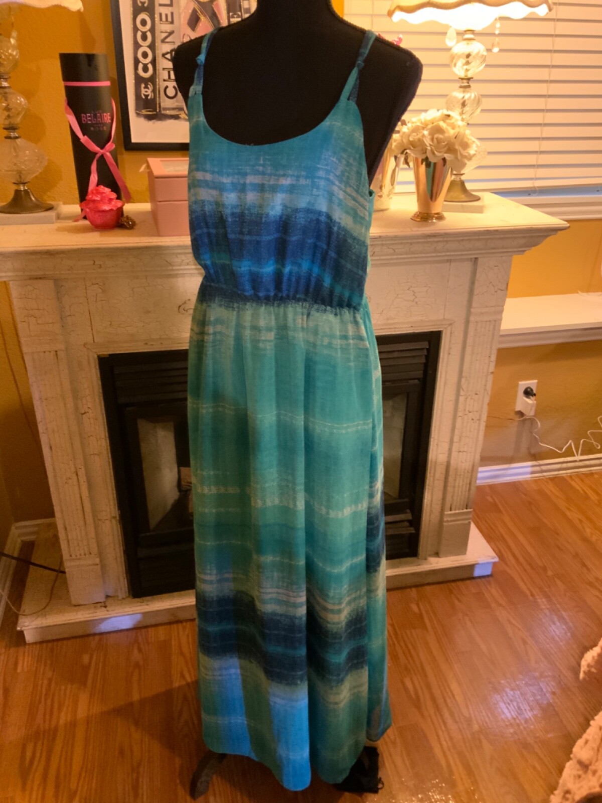 maxi dress ladies colors of the sea blue aqua pretty lined | eBay