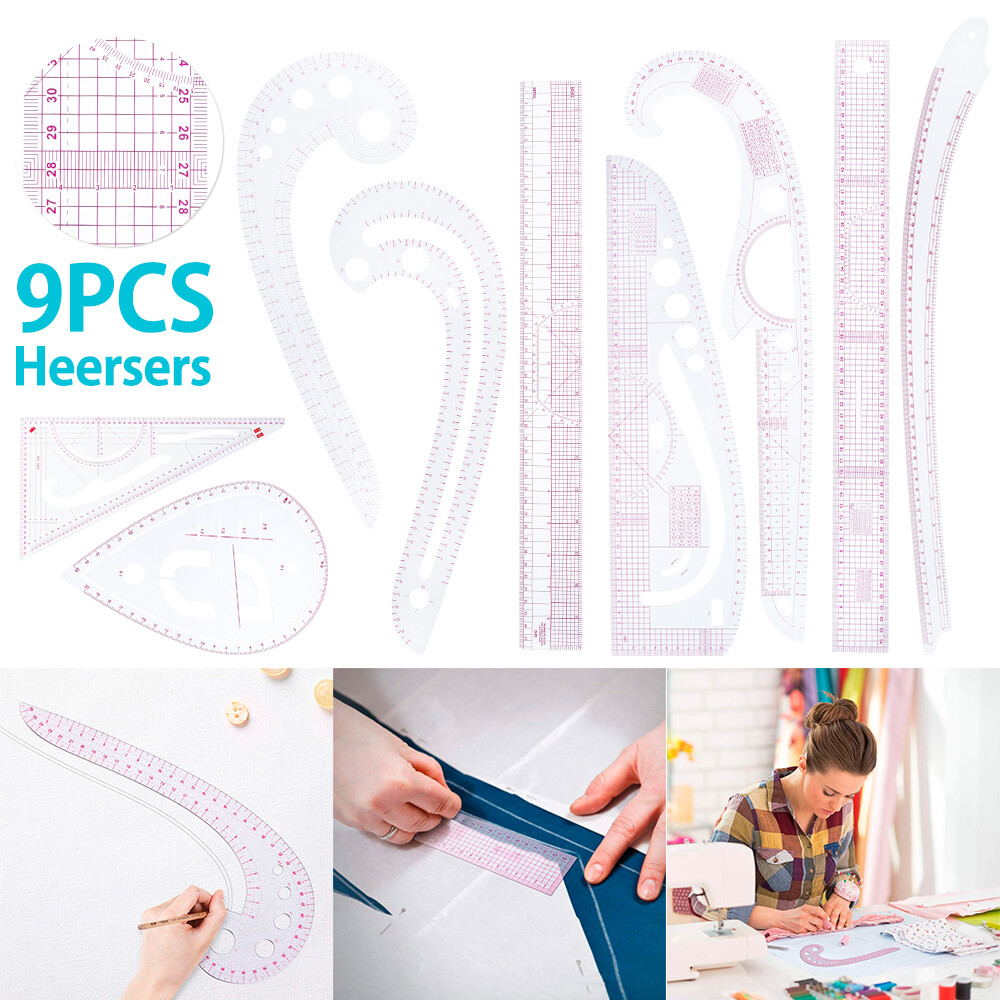 9PCS Sew French Curve Ruler Metric Measure for Sewing Dressmaking ...