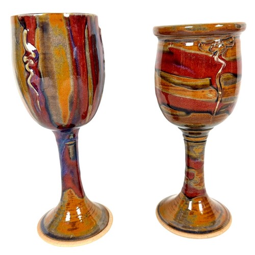 Kurt Glover Pottery 8" Sandia Unique Wine Goblets-Set of 2 | eBay