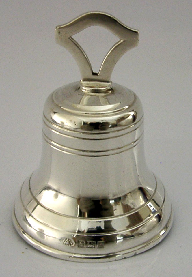 STYLISH ENGLISH STERLING SILVER TABLE DESK RECEPTION BAR BELL 1960 DESK ...