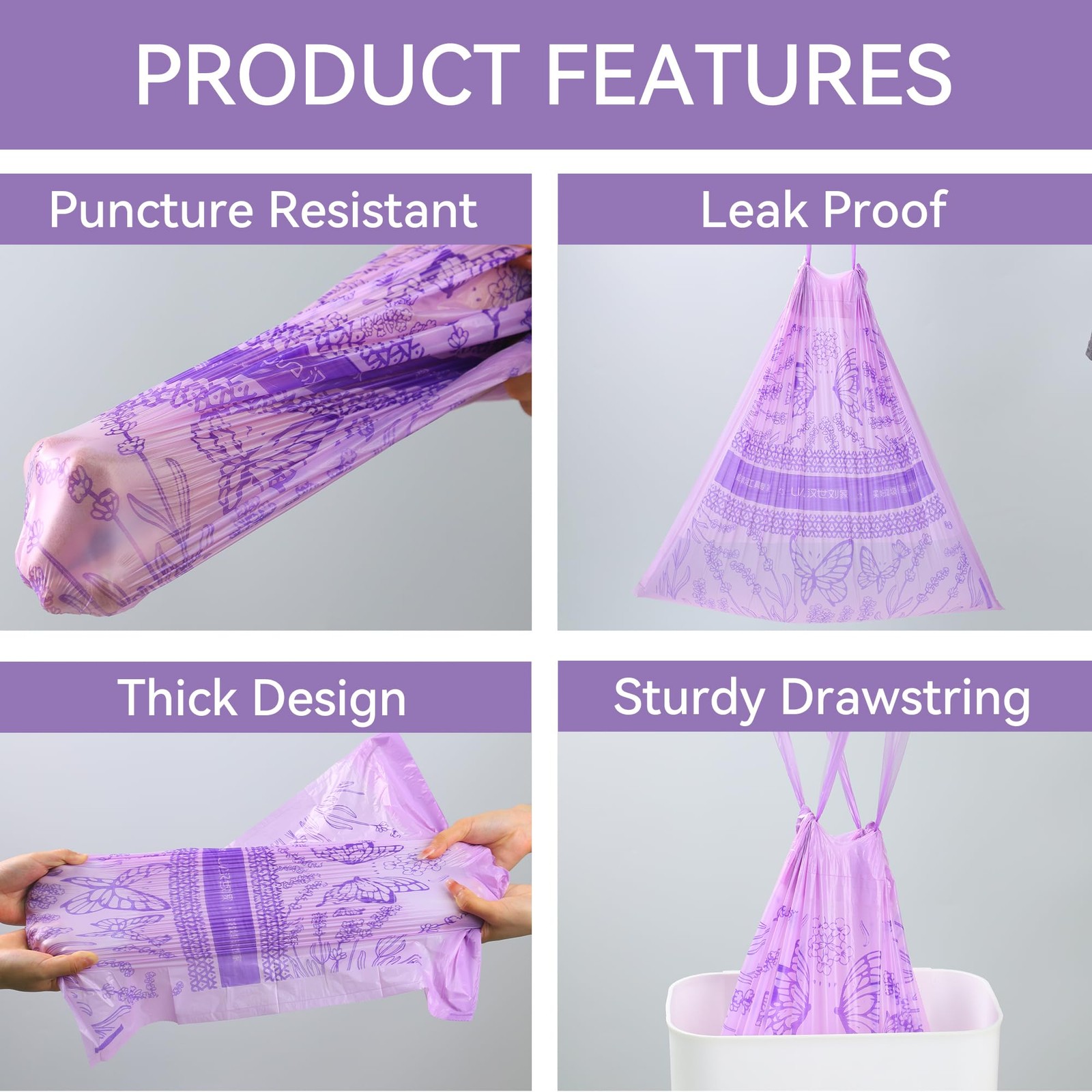 Freshlix 4 Gallon Small Trash Bags 31 Count (Pack of 1), 31Count Purple ...