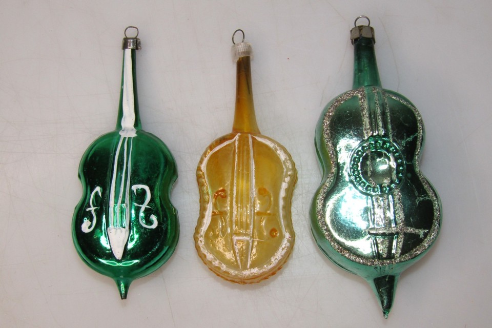 Lot Vintage Glass Music Instrument VIOLA VIOLIN Christmas Ornaments ...