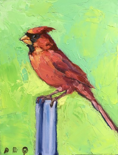 PDQ Artist Original Oil Painting Wildlife Cardinal Realism ...