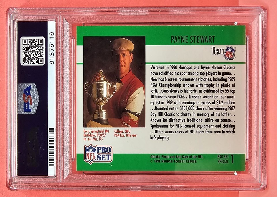 1990 Pro Set Football Card Payne Stewart PSA 9 Golf Special #1 | eBay