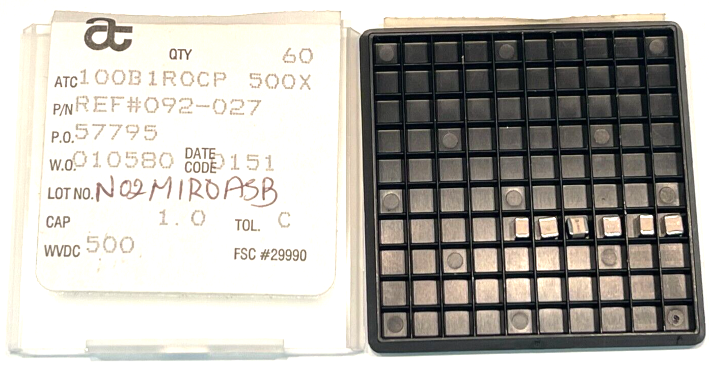 (6 PIECE LOT) 100B1R0CP500X ATC100B1R0CP500X Cap Cer 1pF 500V +90±30ppm ...