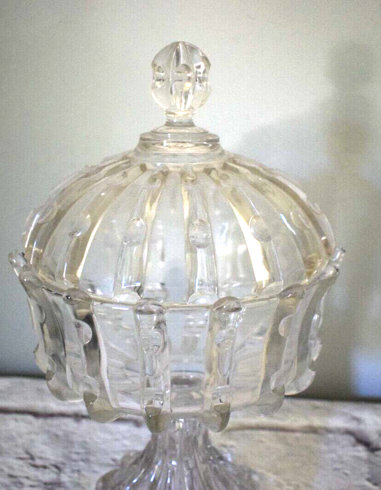 EAPG Large Broken Column Rattan Covered Compote 13" Tall Antique Glass ...