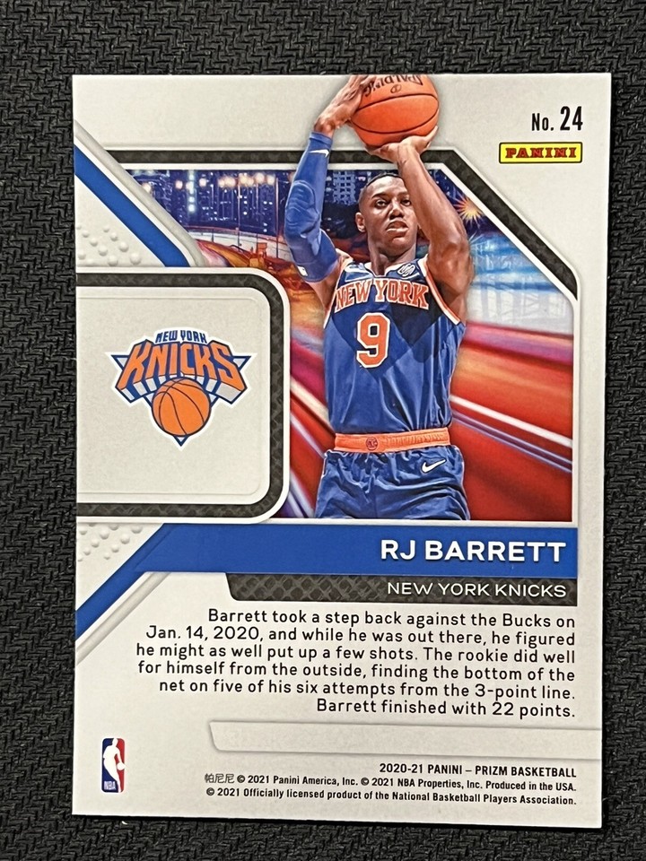 2020-21 Panini Prizm Downtown Bound #24 RJ Barrett Knicks New York ...