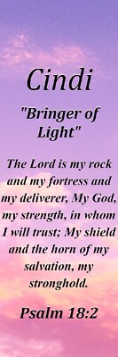 Cindi "Bringer of Light" Keepsake Name Meaning Bookmark with Verse and ...