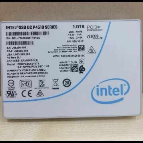 Intel 1TB SSD DC P4510 Series NVME U.2 SSDPE2KX010T8 Solid State Drive | eBay.de