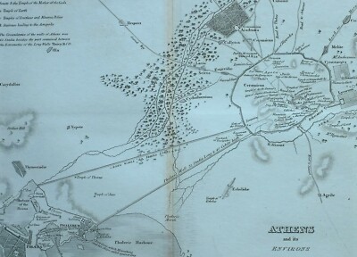 c1825 THUCYDIDES ANCIENT GREECE MAP ATHENS & ENVIRONS TEMPLE OF EARTH ...