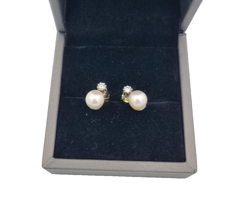 Beautiful 1 Pair Women's 585 Bicolor One Diamond & Be… - Gem