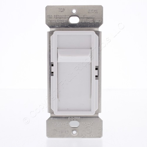 Eaton White Incandescent Slide Light Dimmer Switch Single Pole ...
