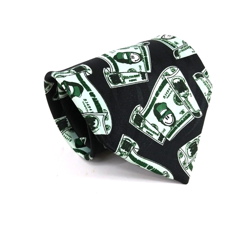 Addiction Mens Necktie 100% Polyester Black Green Money Tie - 57.25" x ...