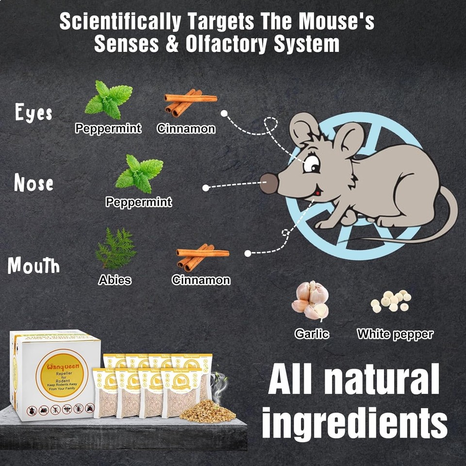 Vamoose Natural Rodent Repellent - 8 Pack Peppermint Oil - Mice & Rat ...