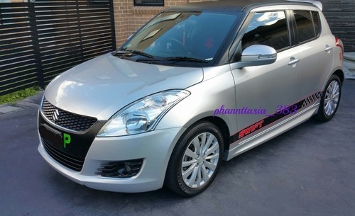 red/black Premium SWIFT SIDE STRIPES decal fit SUZUKI SWIFT 2004-2019 ...