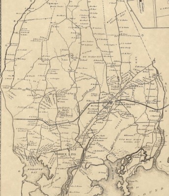Darien Tokeneke Springdale Scotts Cove CT 1867 Map with Homeowners ...