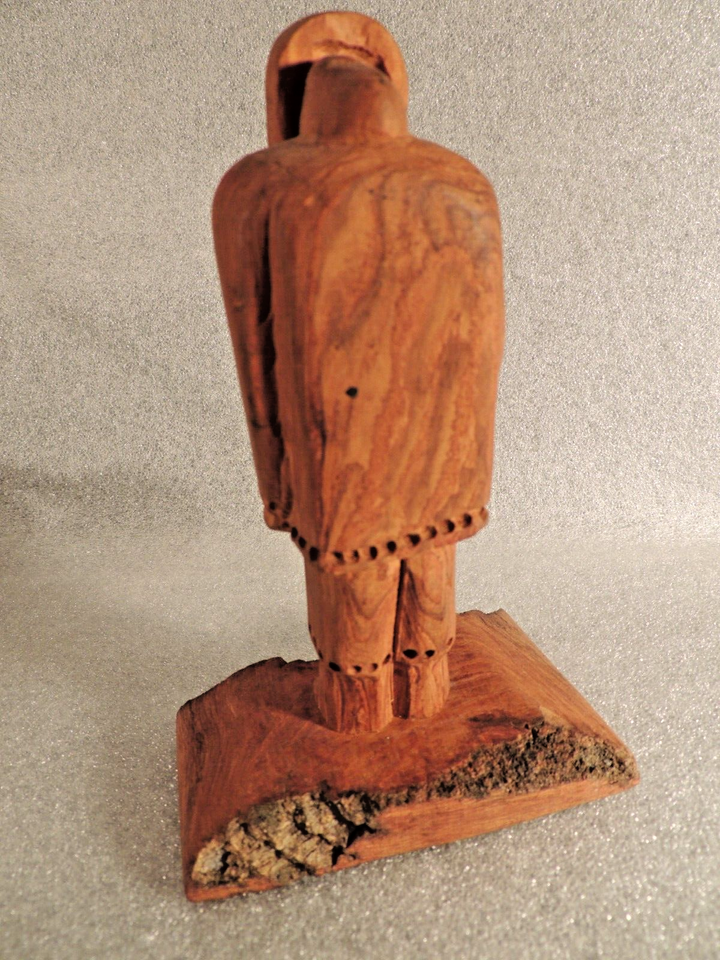 INUIT ESKIMO SCULPTURE Vintage Hand Carved Driftwood Hunter Figure ...