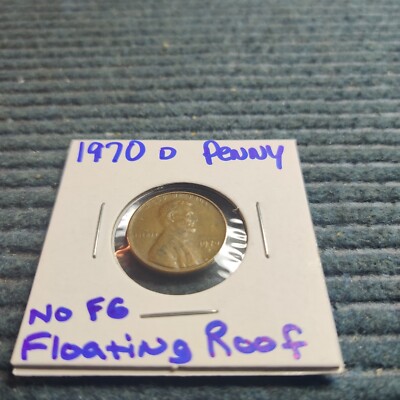 1970-D No Initials Lincoln Memorial Floating Roof One Cent Penny US ...