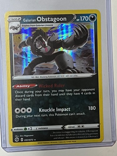 Galarian Obstagoon Holo Pokemon Card TCG Champion's Path 037/073 | eBay