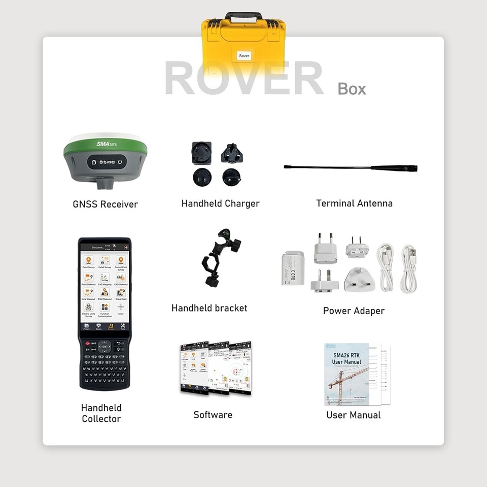 SMA26 Rover GNSS Receiver RTK GPS PPP Correction by CORS with Handheld ...