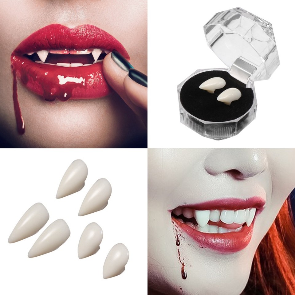 3 Pairs Halloween Vampire Man Horror Party Favor Adhesive Fang Fangs | eBay