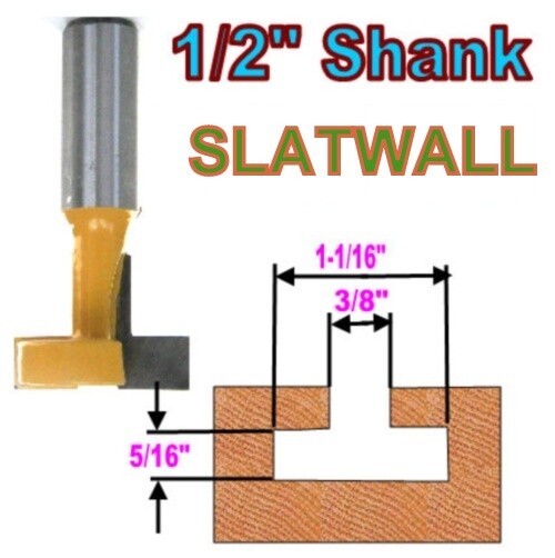 1 pc 1/2" Shank T-Slot & T-Track Slotting and Slatwall Sutter Router ...