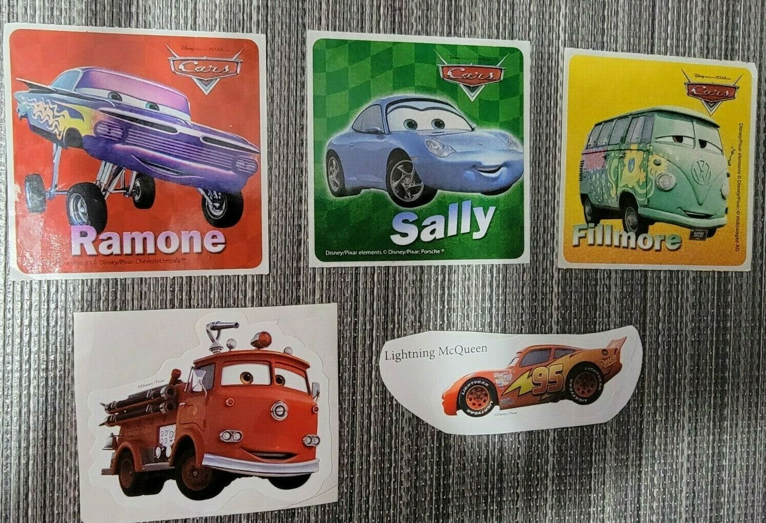 5 Stickers Disney Cars Pixar Ramone Sally Fillmore Lightning McQueen ...