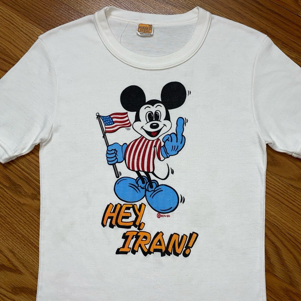 Vintage 1970 Mickey Mouse Hey Iran Middle Finger Humor T-shirt Size S ...