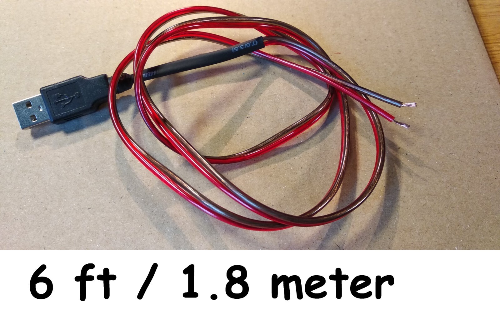 Prewired Standard Male USB Power Lead 1 or 1.8 meter 0.5mm Copper Wire ...