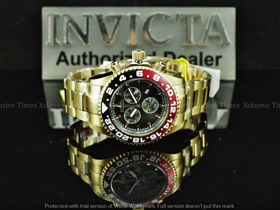 Invicta Reserve 44mm Grand Pro Diver Swiss ETA G15.211 Chrono Gold Tone ...