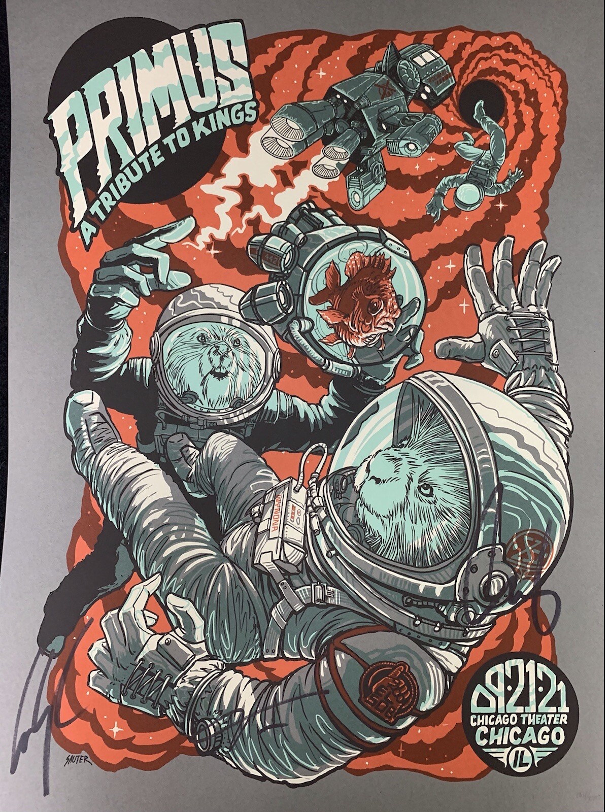 Primus signed Chicago Poster 2021 concert group autograph tribute To ...