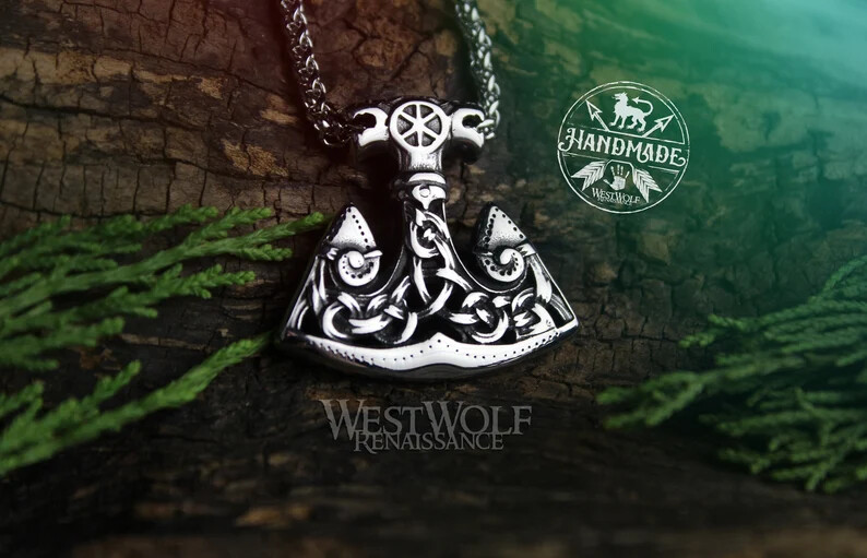 Slavic Axe of Perun Pendant with Stainless Steel 24 Inch Chain - Viking ...
