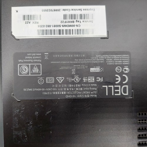Dell 1610HD DLP Projector 3500 ANSI WXGA Professional *Lamp Hours 1570 ...