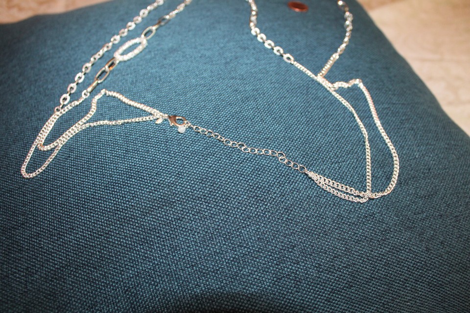 STUDIO 1886 AVON DOUBLE MIXED LINKS LAYERED CHAIN NECKLACE CRYSTALS W ...