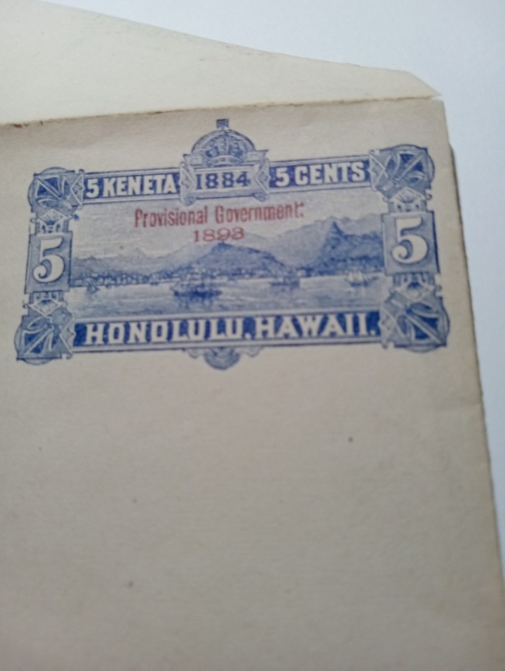 5 Keneta 1884 5 Cent Honolulu, Hawaii 1898 Provisional Government Blue ...